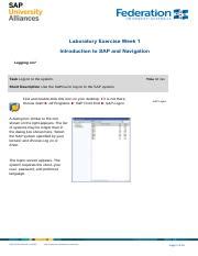 Lab 1 SAP Introduction And Navigation Laboratory Exercise Week 1