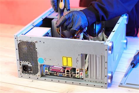 Disassembly Of An Old Desktop Computer On A Table Stock Image Image