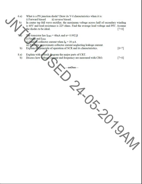Jntuh Btech Elements Of Electrical And Electronics Engineering Mayjune 2019 Question Paper