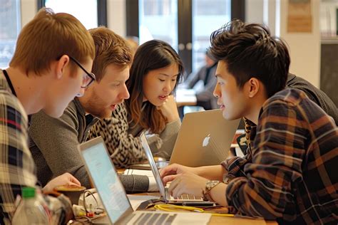 Premium Photo Technology Startup Team Coding And Collaborating