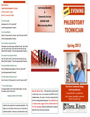 Fillable Online Trcc Commnet PHLEBOTOMY TECHNICIAN Three Rivers