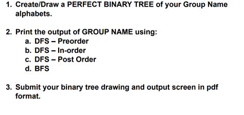 Solved 1 Createdraw A Perfect Binary Tree Of Your Group
