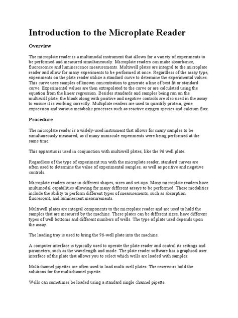 Microplate Reader Pdf Absorbance Chemistry