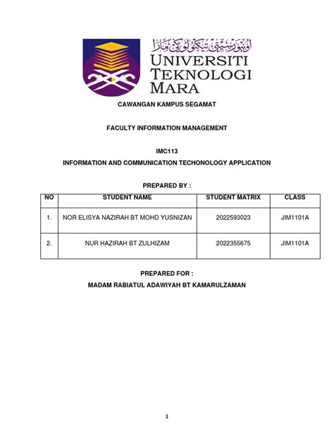 Imc113 Pair Assignment Pdf