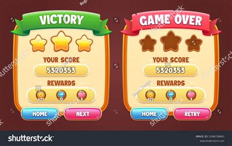 Game Ui Vector Set Victory Game Stock Vector Royalty Free 2246728663