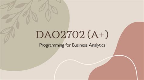 Dao2702 Programming For Business Analytics A Hobbies And Toys Books