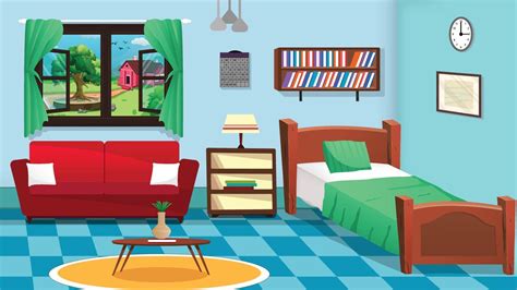 Ilustración De Fondo Interior De La Habitación Dormitorio Salón De