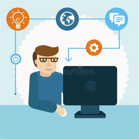 Programmer Genius Nerd Flowchart Program Plan Stock Illustration