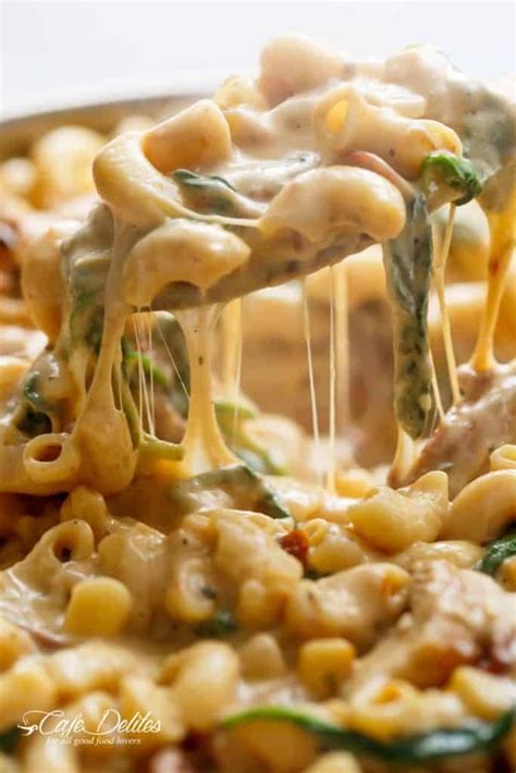 Tuscan Chicken Mac And Cheese One Pot Stove Top Cafe Delites