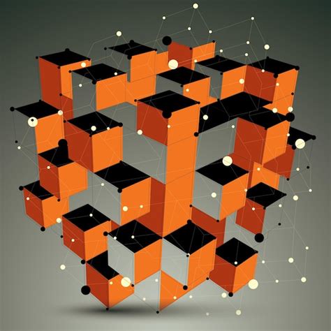 Premium Vector Abstract Asymmetric Vector Golden Structure With Black And White Wire Mesh