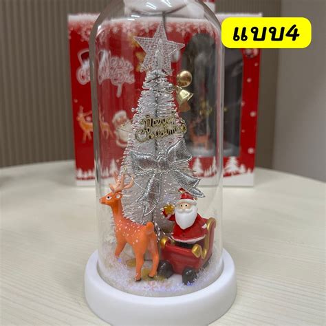 พร้อมส่ง กล่องดนตรี โหลแก้วไฟ โคมไฟตั้งโต๊ะ ไฟคริสต์มาส โหลไฟต้นคลิสมาส ของขวัญคริสต์มาส ไฟตก