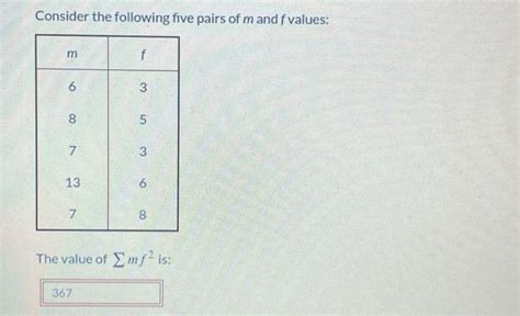 Solved Consider The Following Five Pairs Of M And F Values Chegg