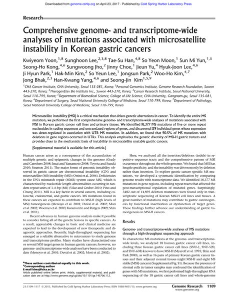 Pdf Comprehensive Genome And Transcriptome Wide Analyses Of Mutations Associated With