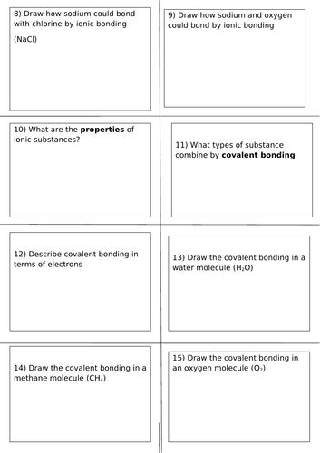 Structure And Bonding C3 Revision Cards Teaching Resources