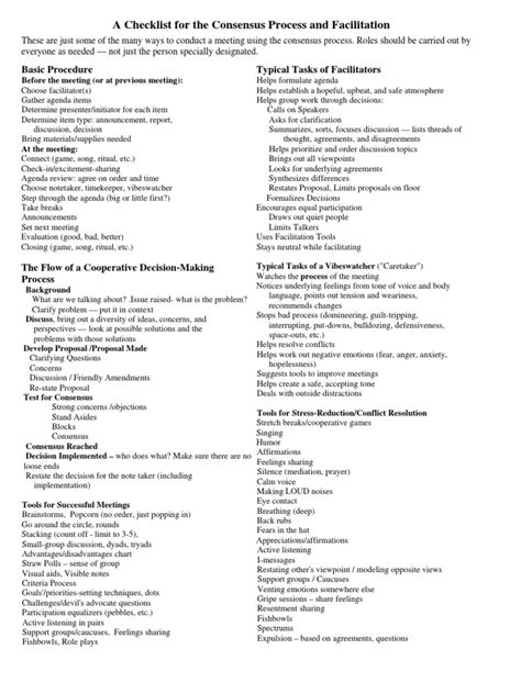 Consensus Process Check List Tips Docshare Tips