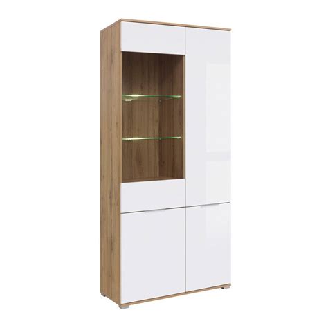 Висок шкаф с 4 врати и витрина Зелле 2 цвята Grandecor Bg