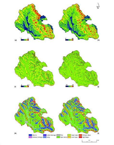 parameters derived from aster and srtm dems g and h ls i and j