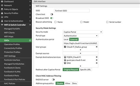 How To Set Up Cloudi Fi Captive Portal In Fortios Cloudi Fi Knowledge Base
