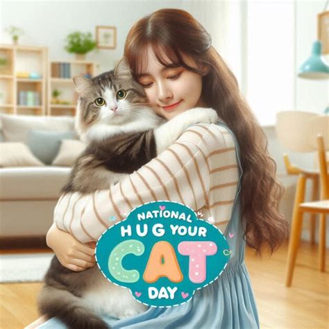 Celebrate National Hug Your Cat Day Social Media Poster Design Ai