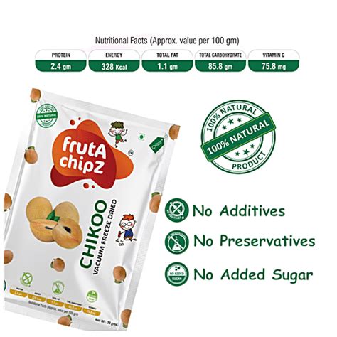 Buy Fruta Chipz Chikoo Chips Freeze Dried Rich In Antioxidants