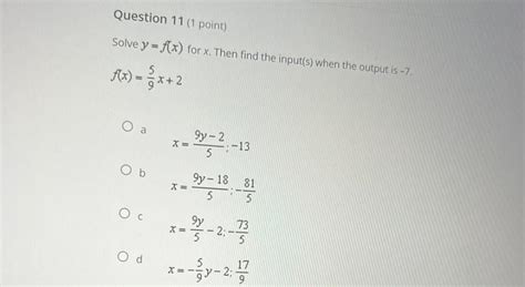 Answered Solve Yfx For X Then Find The Inputs When The Output Kunduz