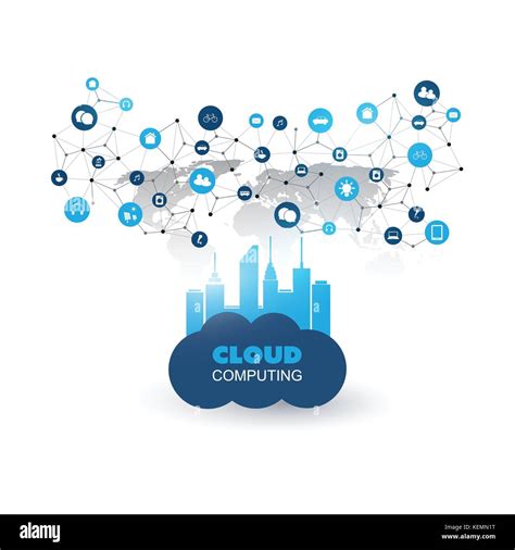 Cloud Computing And Smart City Design Concept Digital Network Connections Technology