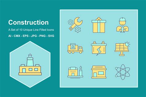 Construction Line Filled Icon Set Graphic By Jm Graphics · Creative Fabrica