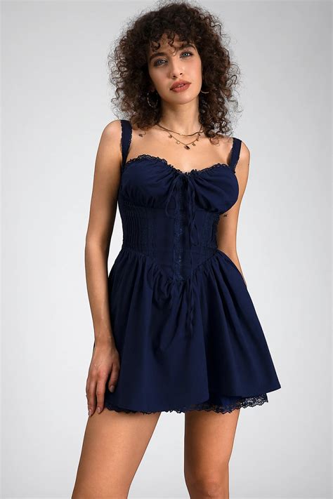 Yvonne Strap Woven Mini Dress In Blue Acmefun Reviews On Judgeme