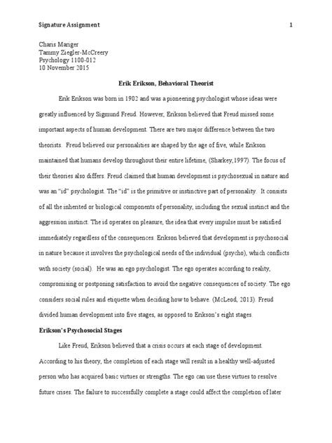 Psychology Signature Assignment Pdf Id Human Development