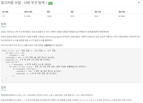 Boj알고리즘 C 24444알고리즘 수업 너비 우선 탐색 1 — 개발 블로그