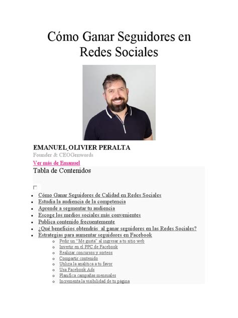 Cómo Ganar Seguidores En Redes Sociales Pdf Facebook Servicio De