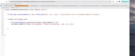 Apex Trigger To Validate User Email Domain Before Insert By