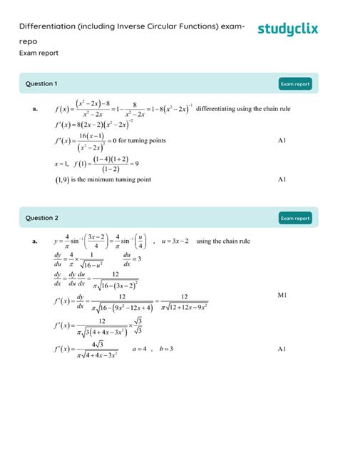 Differentiation Including Inverse Circular Functions Ans Pdf