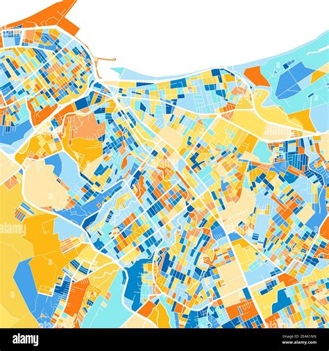 Color Art Map Of Manta Ecuador Ecuador In Blues And Oranges The