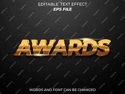 Premium Vector | Awards text effect font editable typography 3d text vector template