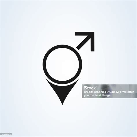 Gender Pria Dan Pin Peta Vektor Ikon Dalam Gaya Datar Trendi Terisolasi