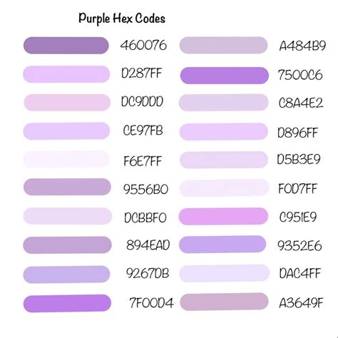 Purple Hex Codes For Goodnotes In Hex Color Palette Lavender