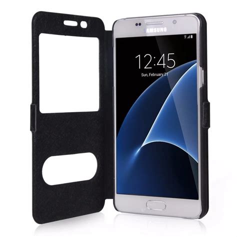 For Samsung Galaxy J Case Quick View Leather Plastic Flip Case For Samsung Galaxy J Cover