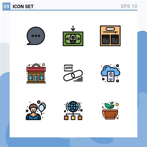 Stock Vector Icon Pack Of 9 Line Signs And Symbols For Backup Secure Club Lock Clip Editable