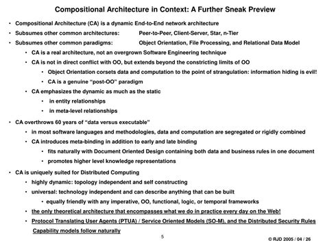 Ppt Working Notes On Protocol Centric Compositional Architecture Section 1 Basics Of