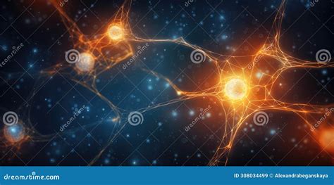 Neural Network Activity Abstract Visualization Stock Illustration
