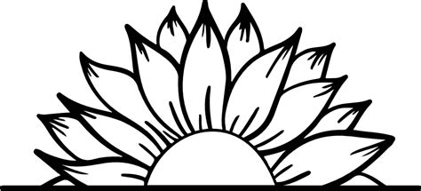 Half Sunflower Outline Free Svg File For Members Spring Decorative