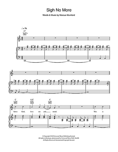 Sigh No More Sheet Music By Mumford And Sons Piano Vocal And Guitar