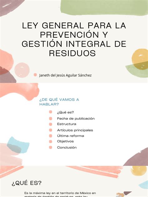 Ley General Para La Prevención Y Gestión Integral De Residuos Pdf