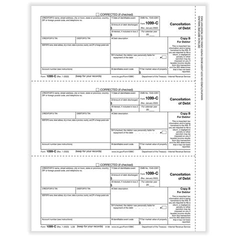 1099 C 3 Up Copy B Cancellation Of Debt LCB Forms Fulfillment