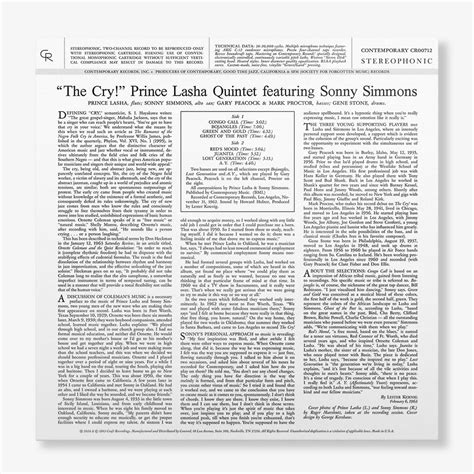 The Cry Prince Lasha Quintet Sonny Simmons