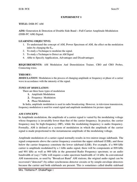 generation and detection of double sideband full carrier amplitude