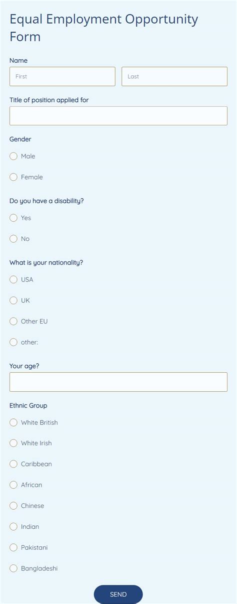 Free Equal Employment Opportunity Form Template