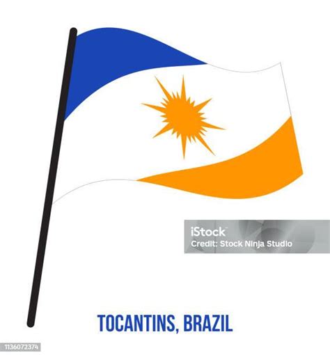 Tocantins 흰색 바탕에 벡터 그림을 흔들며 플래그 브라질의 국가 국기 기둥에 대한 스톡 벡터 아트 및 기타 이미지