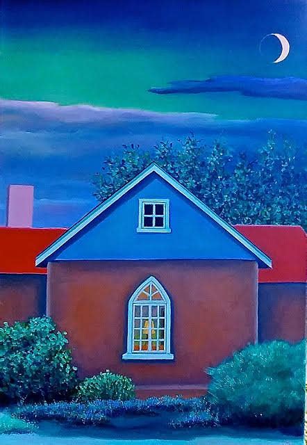 House And Moon Painting By Carolyn Lamuniere Fine Art America